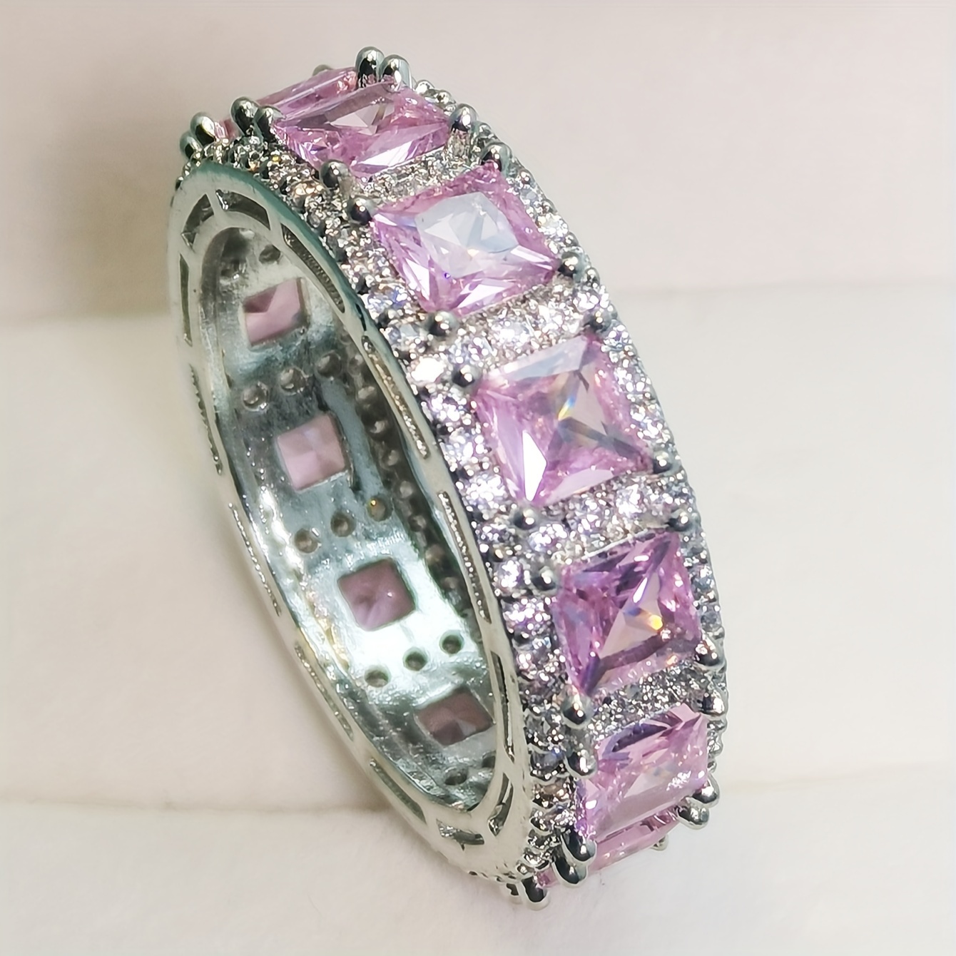 Stylish Band Ring Paved Full Shining Zirconia Yellow - Temu United Kingdom