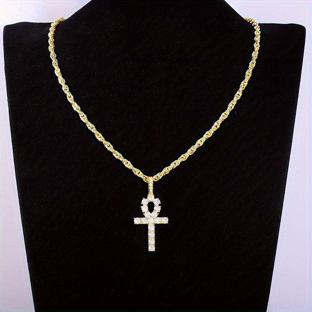 Iced Out Cross Religious Charm Pendant Match Rope Chain Classic ...