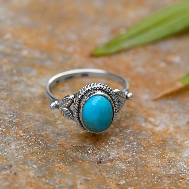Vintage Green Turquoise Ring Engagement Gift Hand Jewelry - Temu Canada