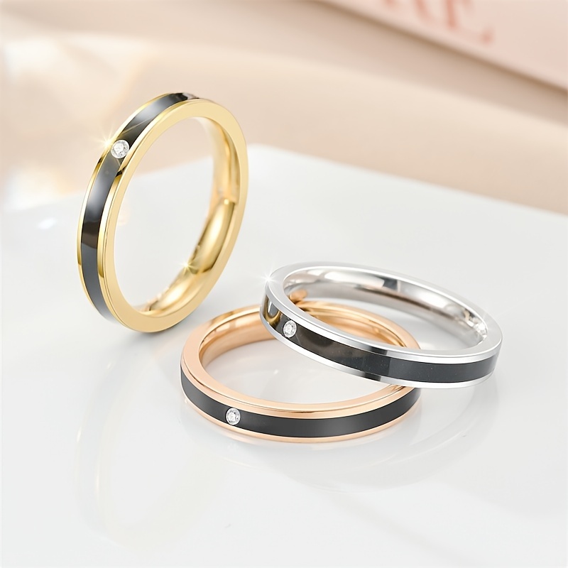 Fashion Titanium Steel Rings Trendy Simple Luxurious Rings - Temu ...