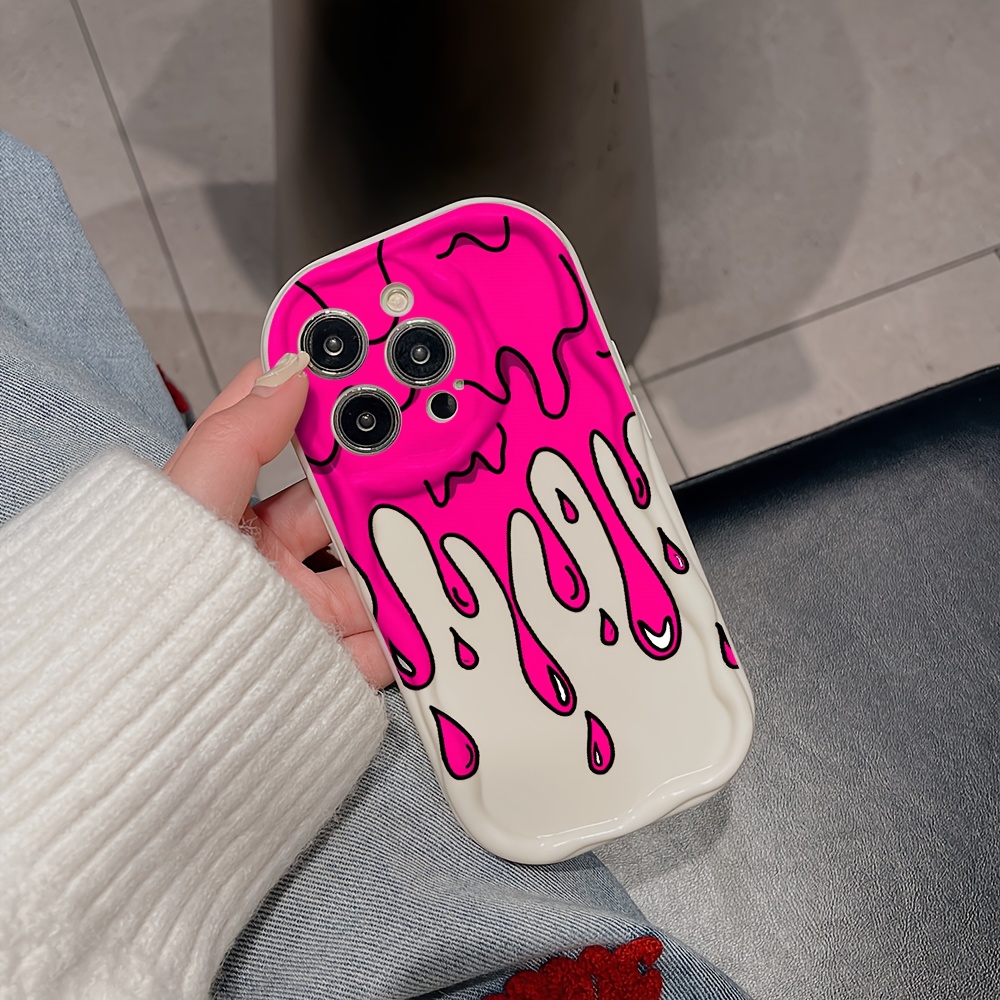 Mobile Phone Case Liquid Printed Cream Edge Mobile Phone - Temu Australia