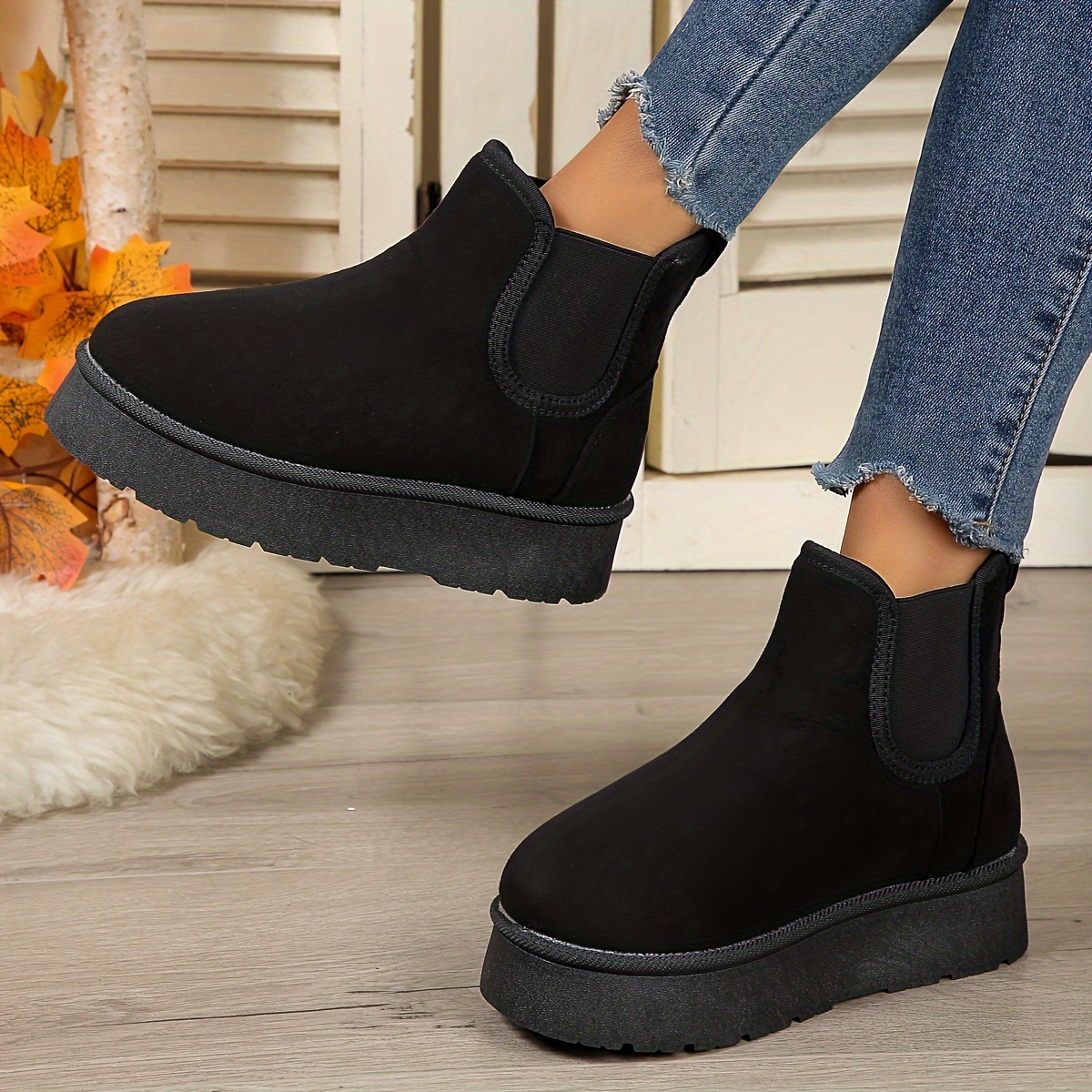 Womens Solid Color Fluffy Boots Soft Sole Platform Thermal - Temu Ireland