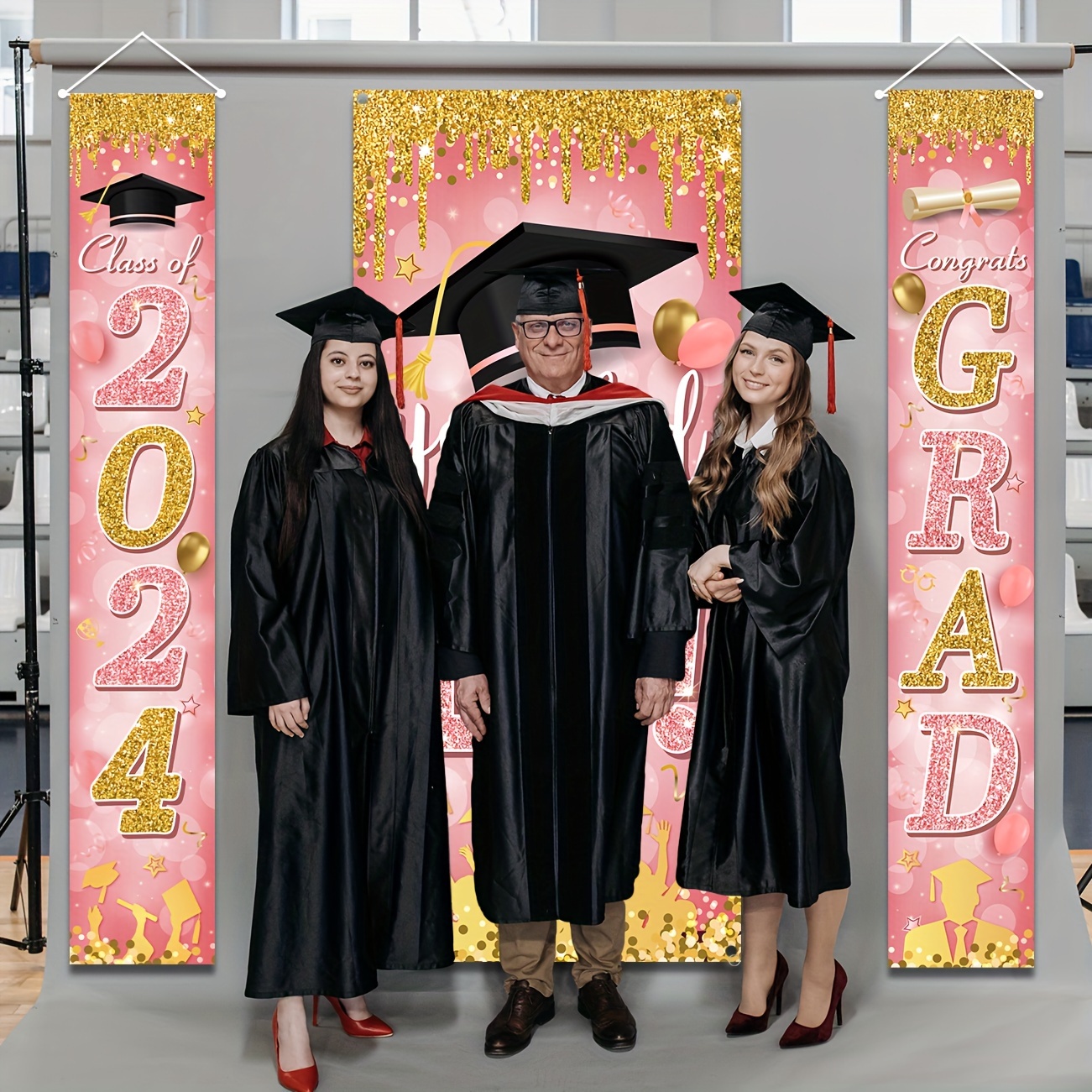 Graduation Decorations Class 2024 Gold Congrats Grad - Temu