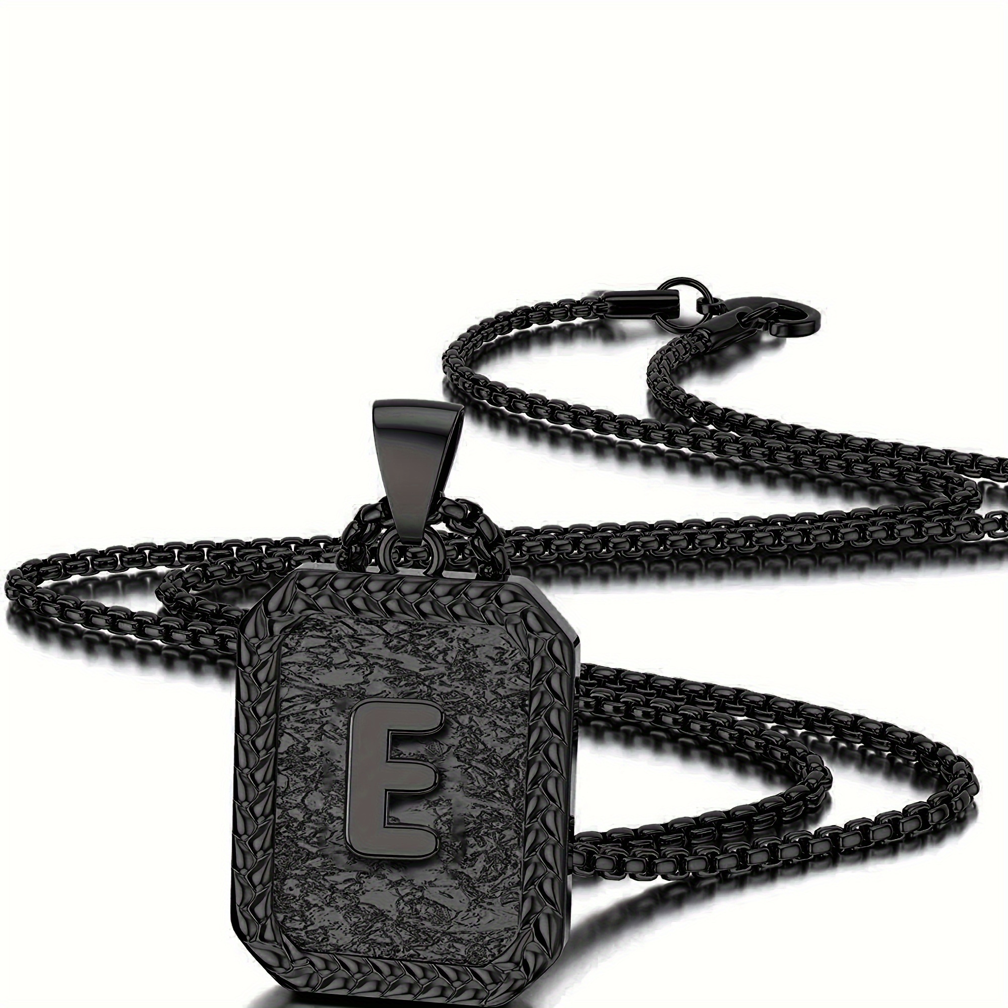 1pc Initial Letter Pendant Necklace Men Plated Box Chain - Temu Canada