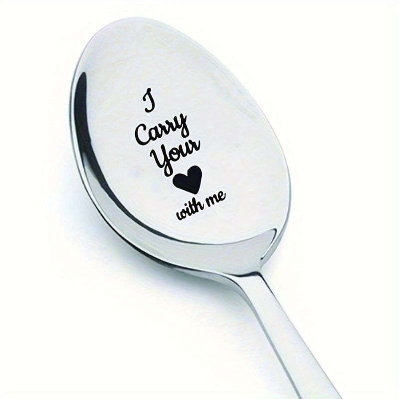 " Carry " Mirror Polished Engrave Stainless Steel Spoon - Temu Australia