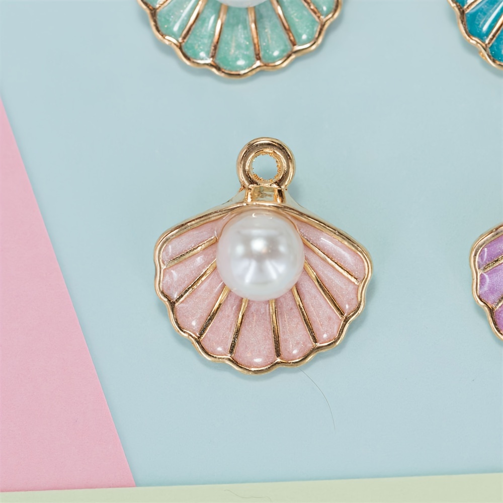 Imitation Pearl Shell Enamel Alloy Charms Jewelry - Temu United Kingdom