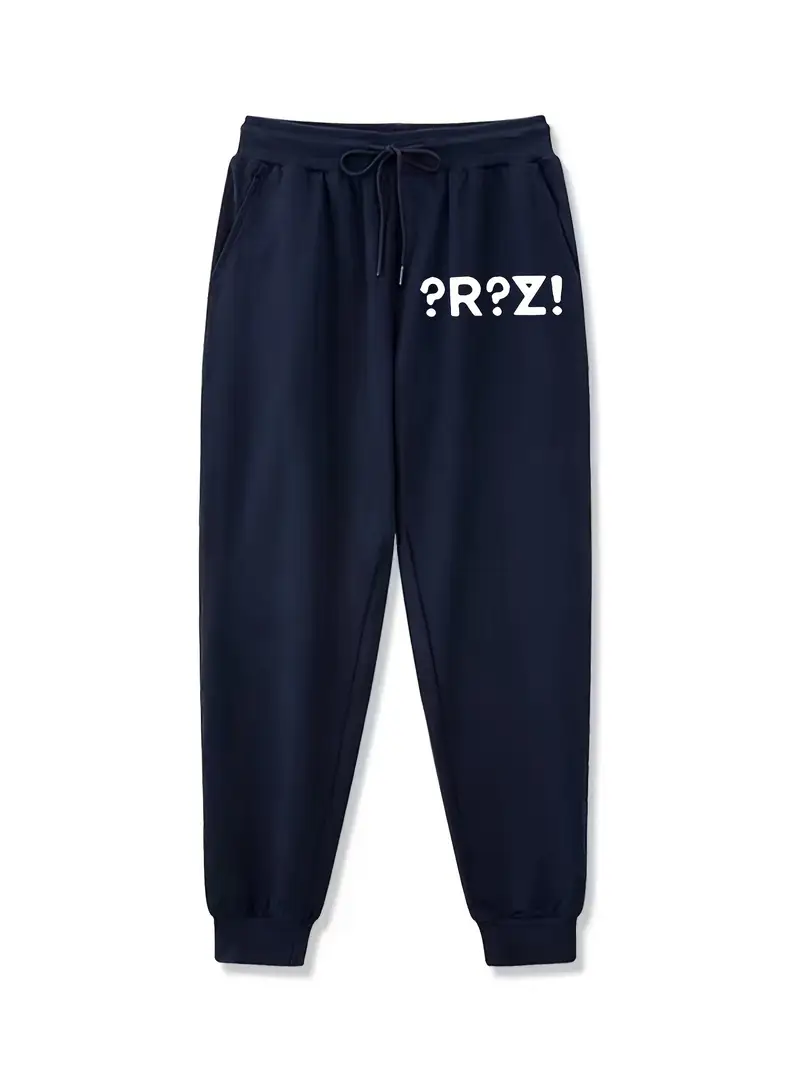 Trendy Pattern Print Drawstring Sweatpants Loose Fit Pants Mens Casual
