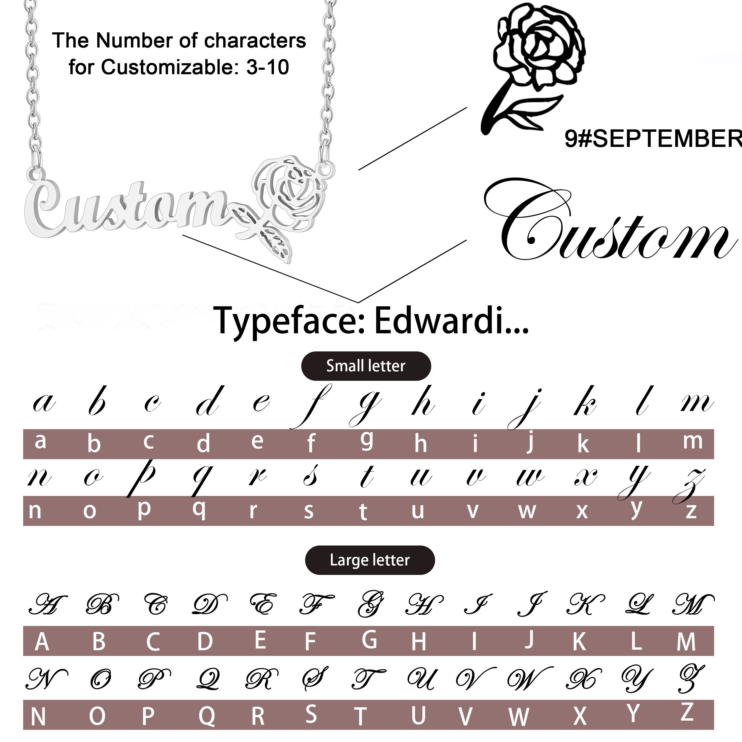 Customized Birth Flower English Letter Pendant Necklace - Temu United ...