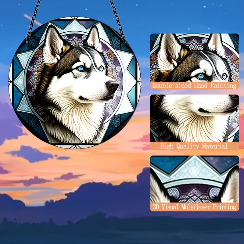 Dog Husky Window Hangers Acrylic Light Traps Send A Metal - Temu