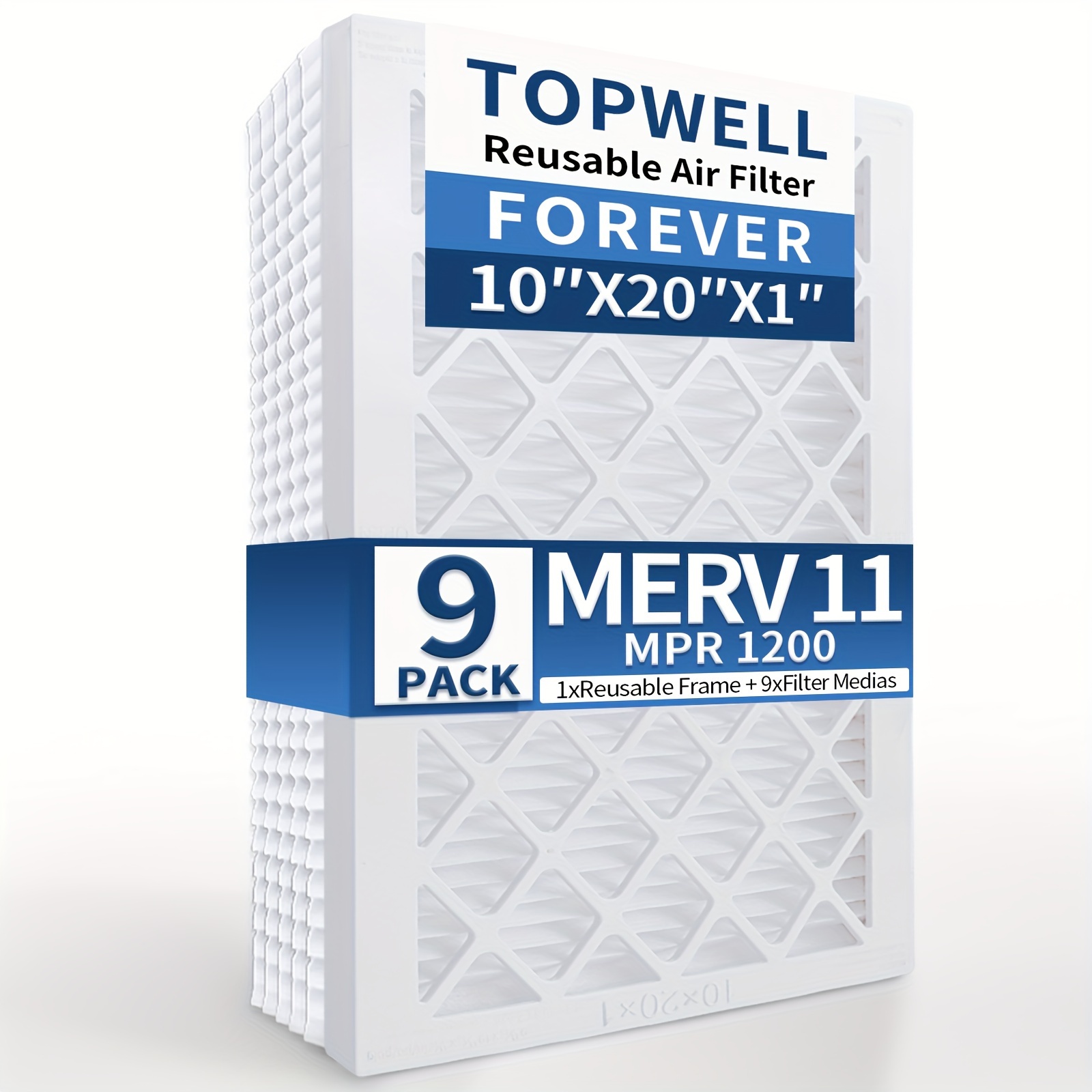 Set Reusable Air Filter 10x20x1 9 Pack Merv 8 11 13 Ac Hvac Furnace Air ...