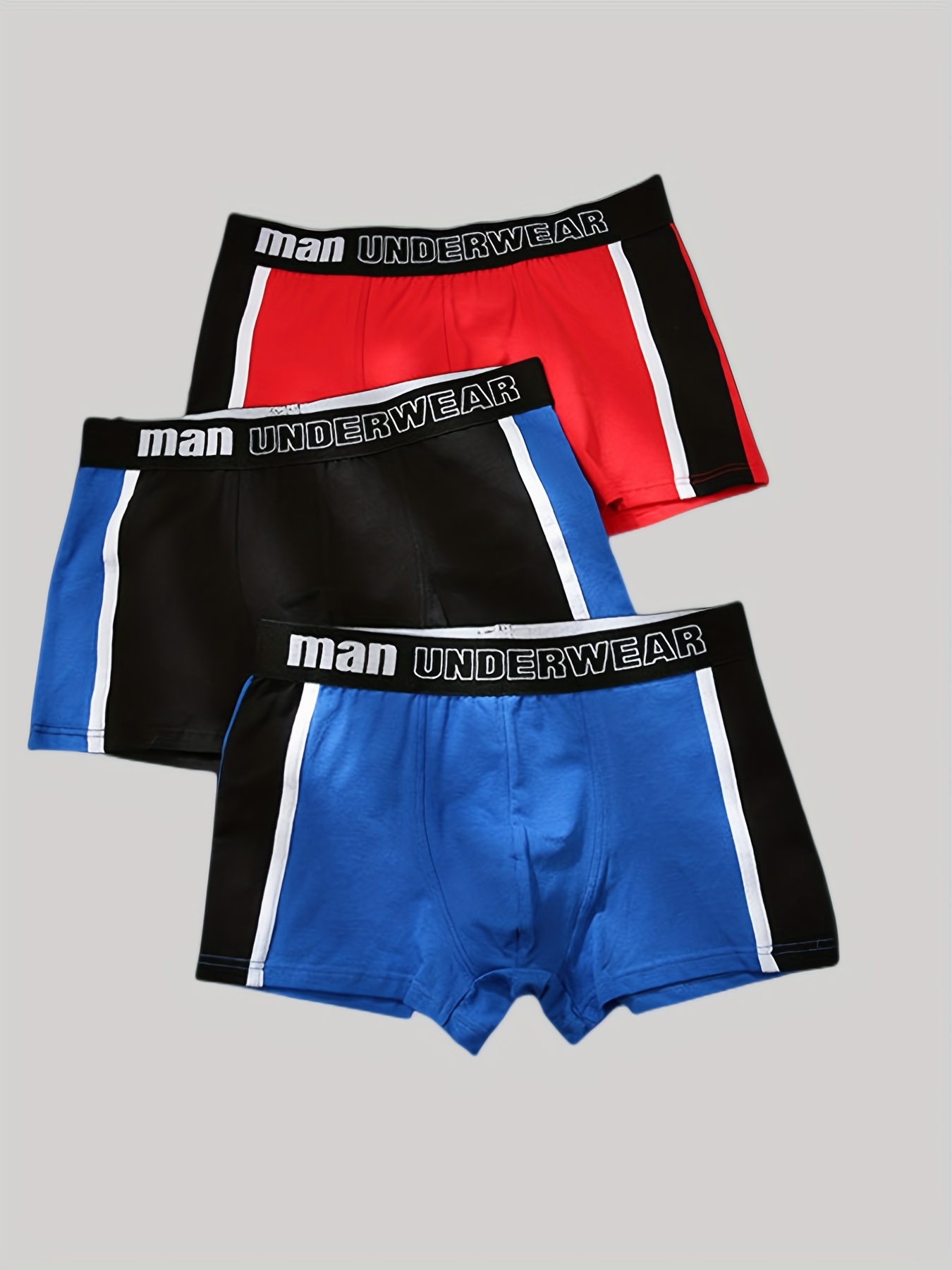 3pcs Mens Cotton Letter Print Color Block Breathable Quick - Temu Australia