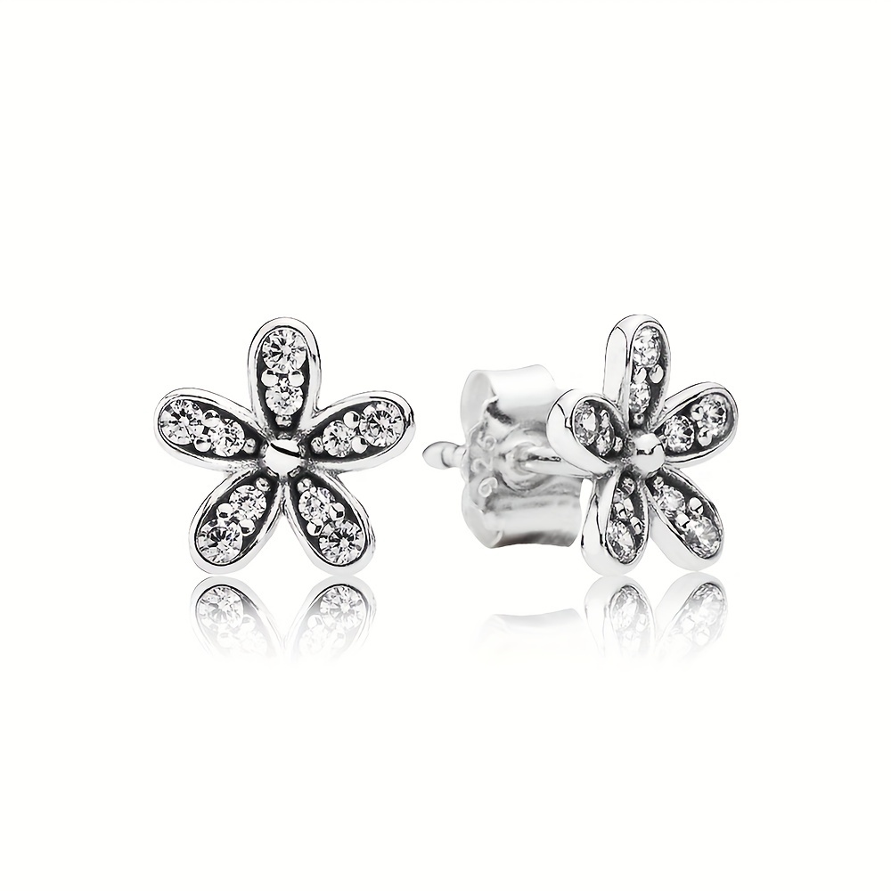 Exquisite 925 Sterling Silver Flower Heart Design Stud - Temu United ...