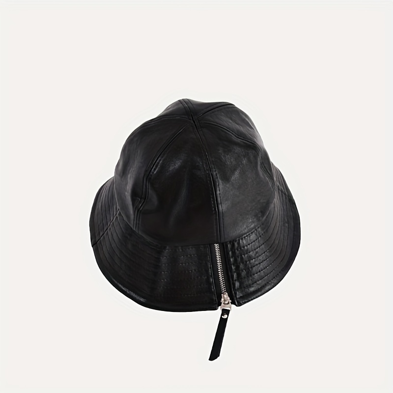 trendy pu leather bucket hat zipper basin hats - Temu Canada
