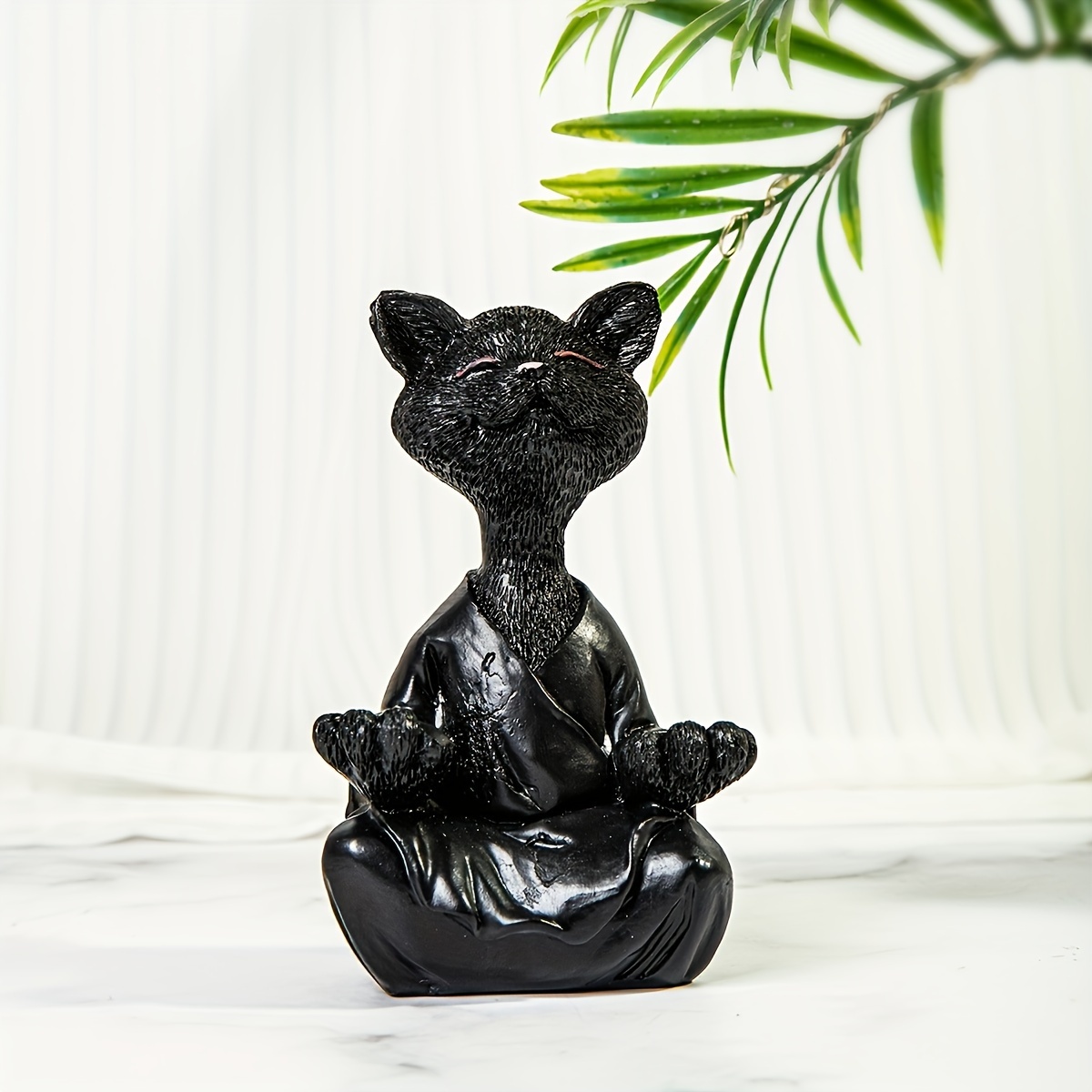 Black Meditation Cat Ornament Resin Statue Art Craft - Temu Australia