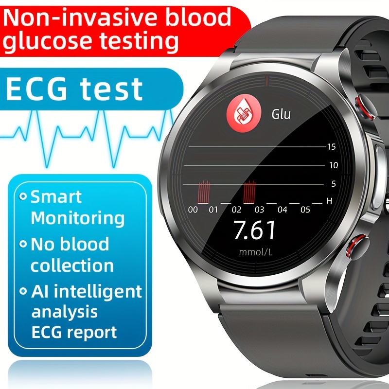 Non Invasive Blood Glucose Smart Watch High Precision Blood Pressure Electrostatic Heart Rate ...