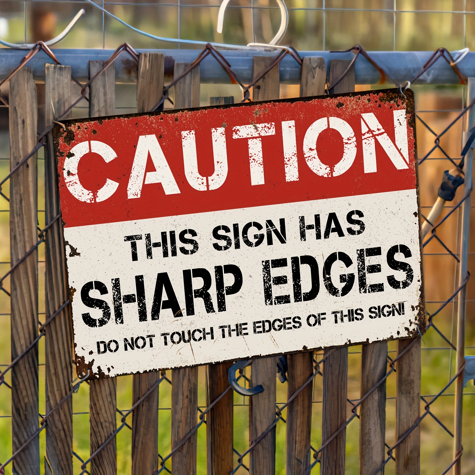 Vintage Metal Caution Sharp Edges Warning Sign Retro Tin - Temu Australia