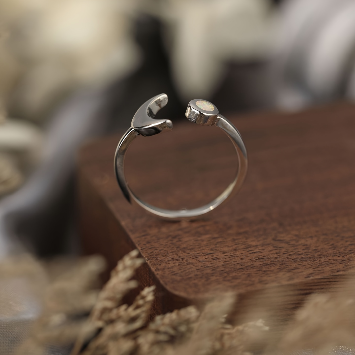 925 Silver Simple Ring Shape Moon Men's Trendy Open Ring - Temu United ...