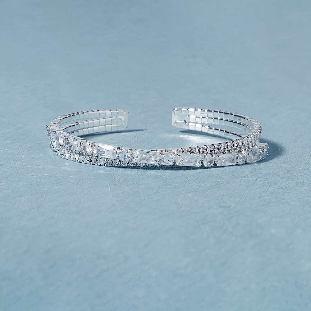 Valentine's Day Minimalist Rhinestones Faux Pearl Open Cuff - Temu ...