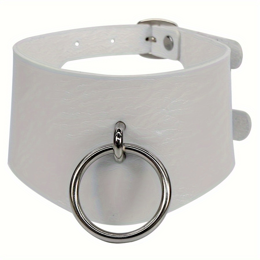 Personality Pu Leather Choker Collar Punk Rock Ring Necklace - Temu
