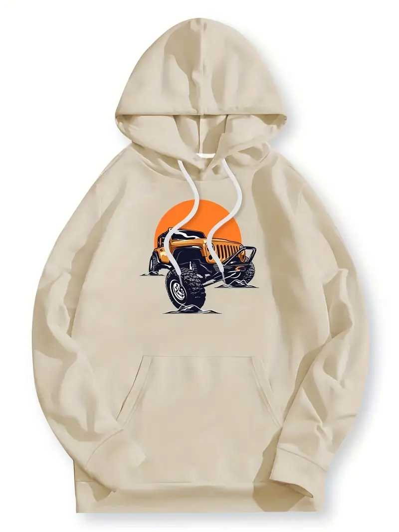 Monster Truck Print Hoodies Men Graphic Sweatshirt Kangaroo Temu Canada