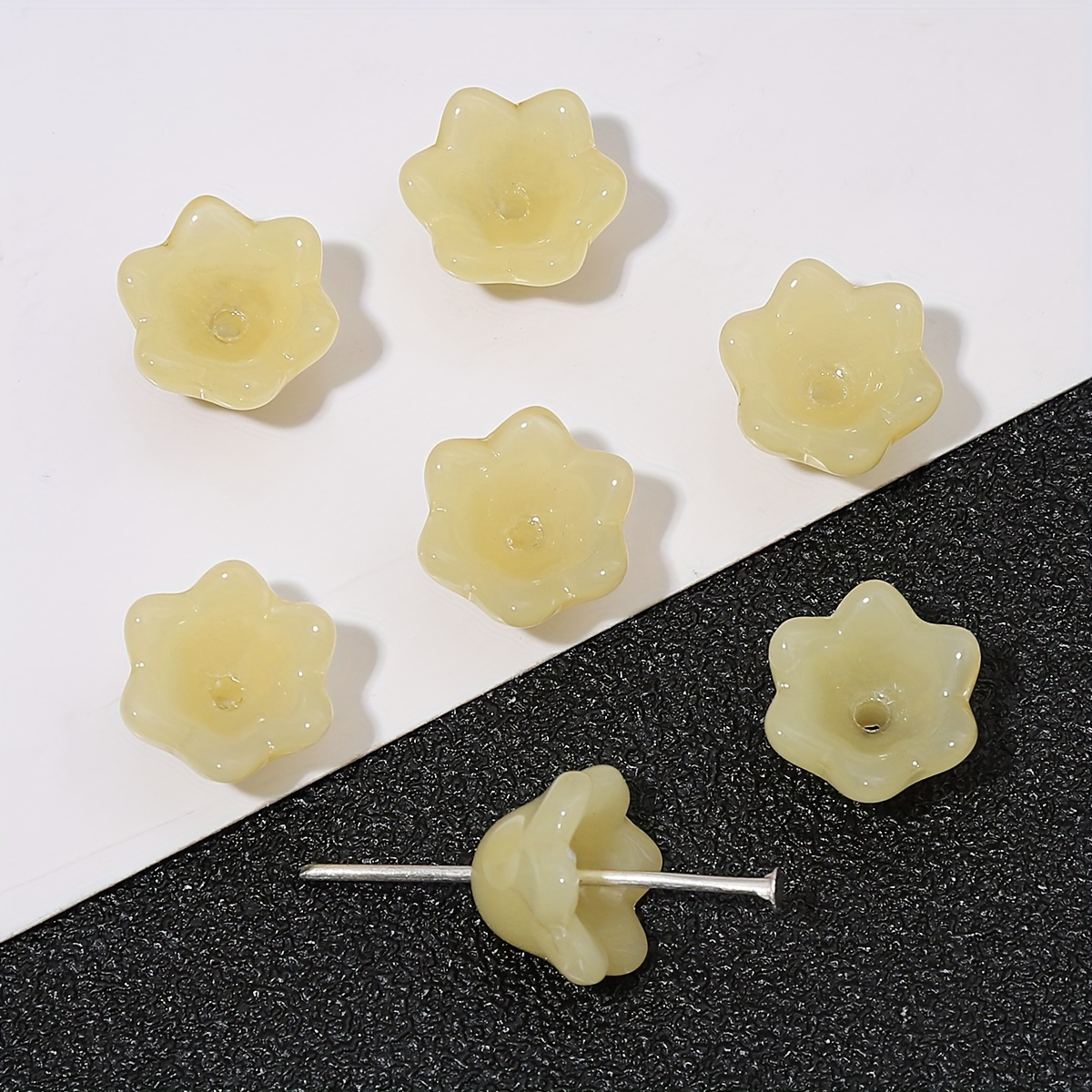 Pack Lily Valley Flower Glass Gradient Color Loose Beads - Temu