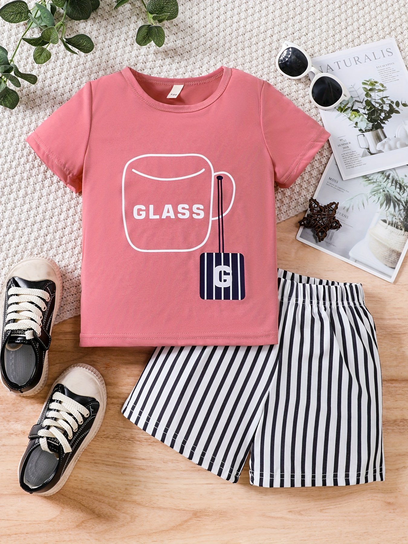 Boys Glass Graphic Casual Outfit Round Neck T Shirt Striped - Temu New Zealand