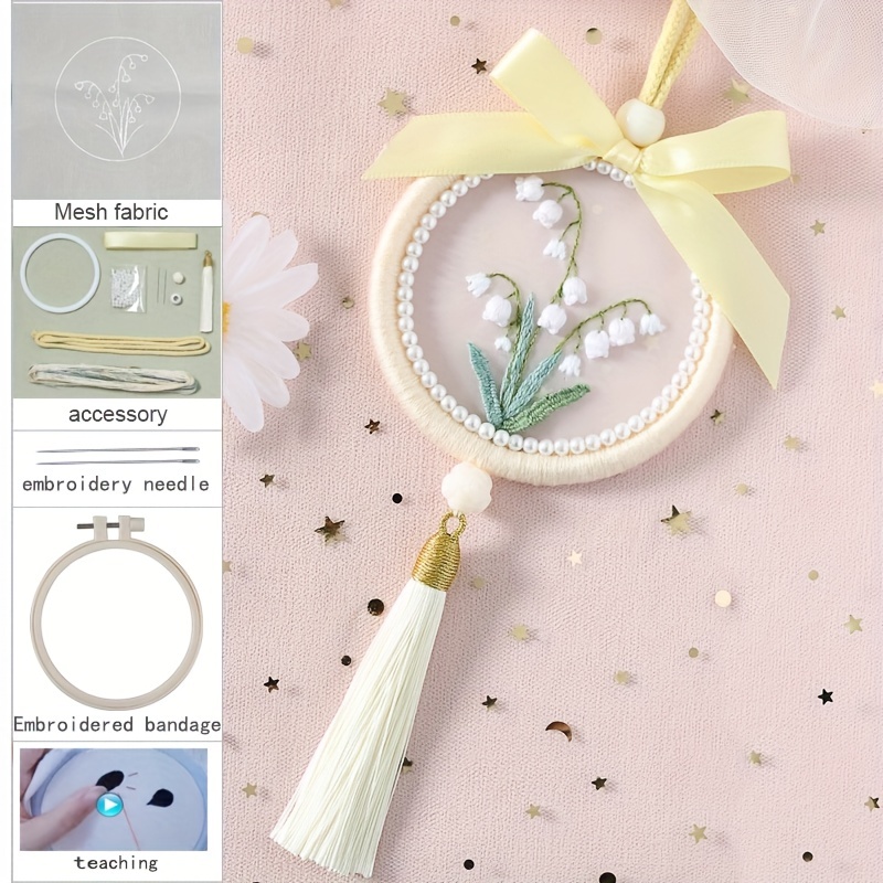 flower embroidery diy handmade pendant material package - Temu New Zealand