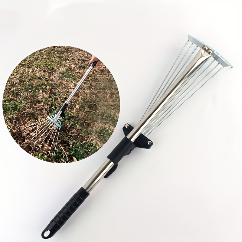 9 Teeth Telescopic Garden Drop Leaf Rake Grass Rake - Temu