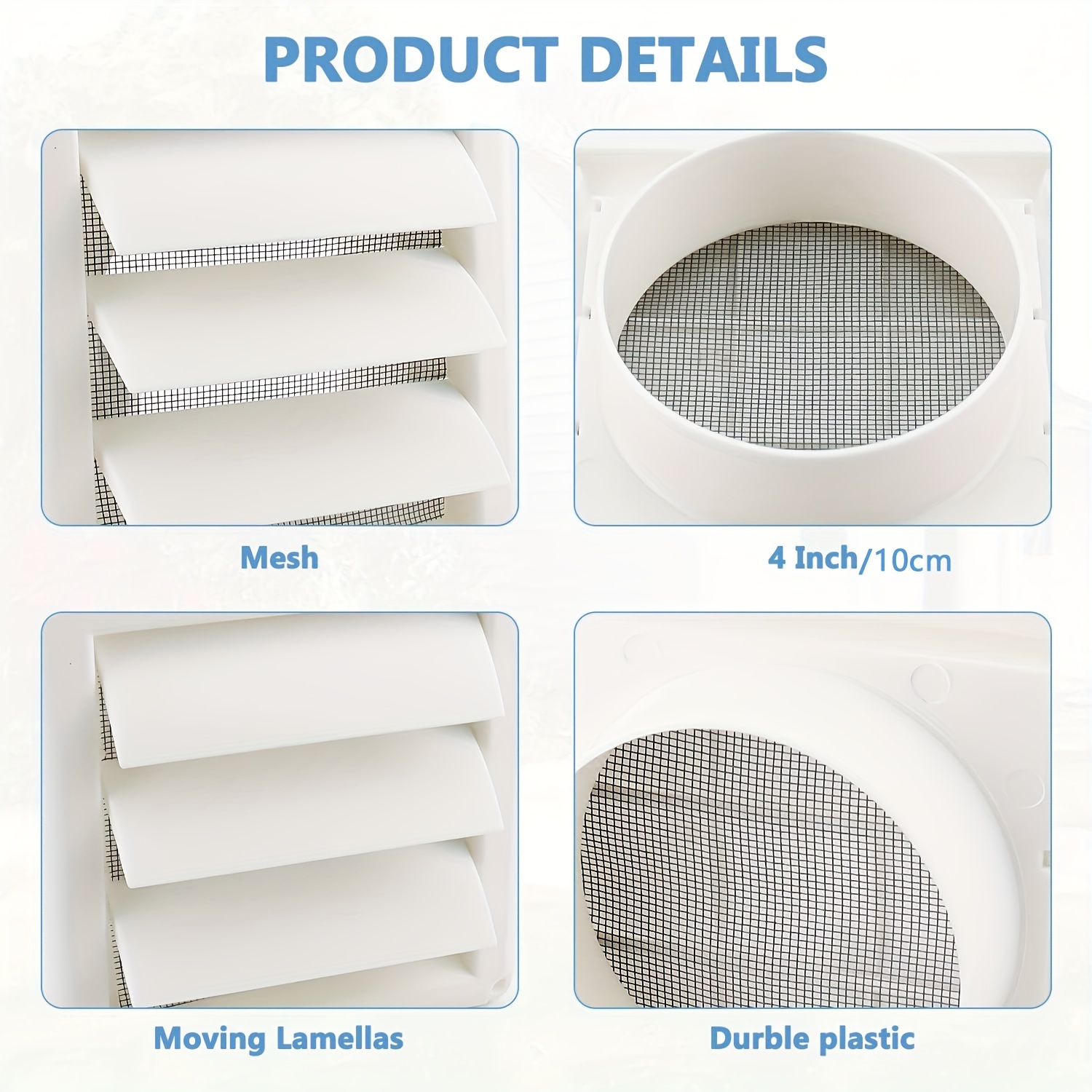 1pc 4inch 6inch Dryer Vent Cover For Exterior Wall Vent Hood Outlet ...