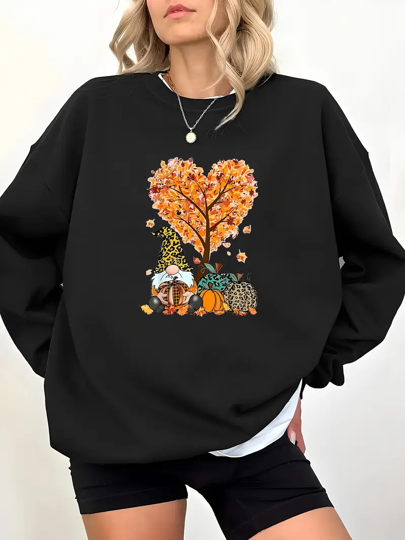 Graphic Pattern Pullover Sweatshirt Casual Long Sleeve Crew Temu New