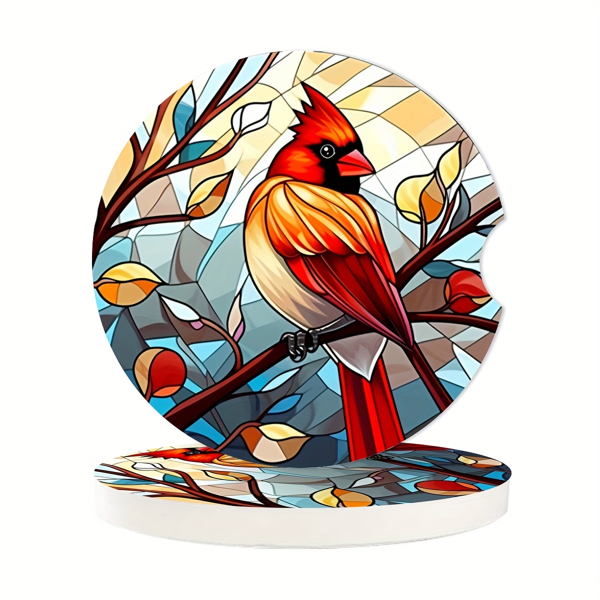 Stained Glass Ceramic Car Coasters With Cork Back - Temu Australia