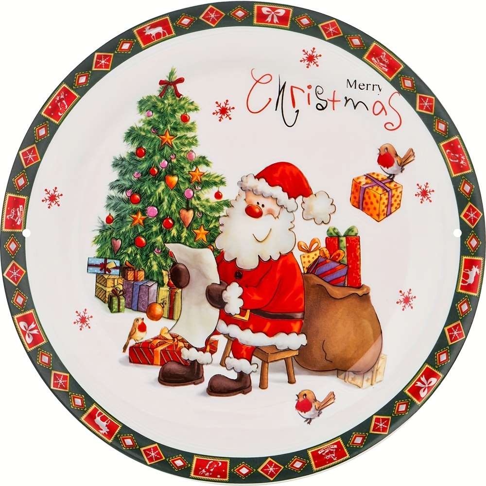 Merry Christmas Round Sign Home Decor Christmas Tree Metal - Temu Australia