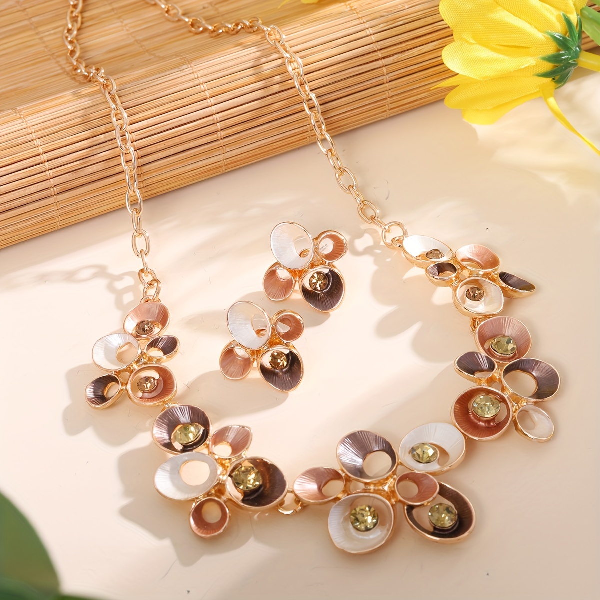 Bohemian Zinc Alloy Zirconia Creative Petal Jewelry Set - Temu United ...