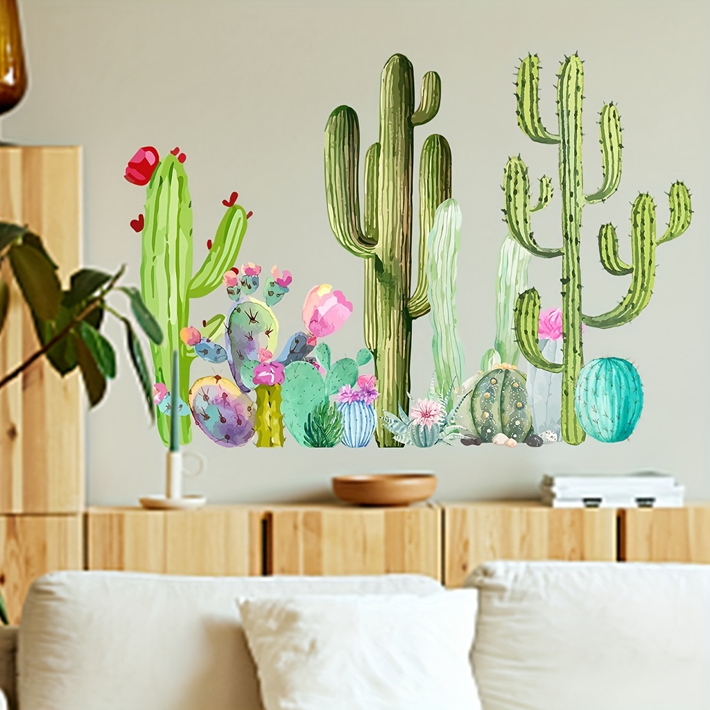 Tropical Cactus Frosted Sticker Kids' Room Decoration Fun - Temu United