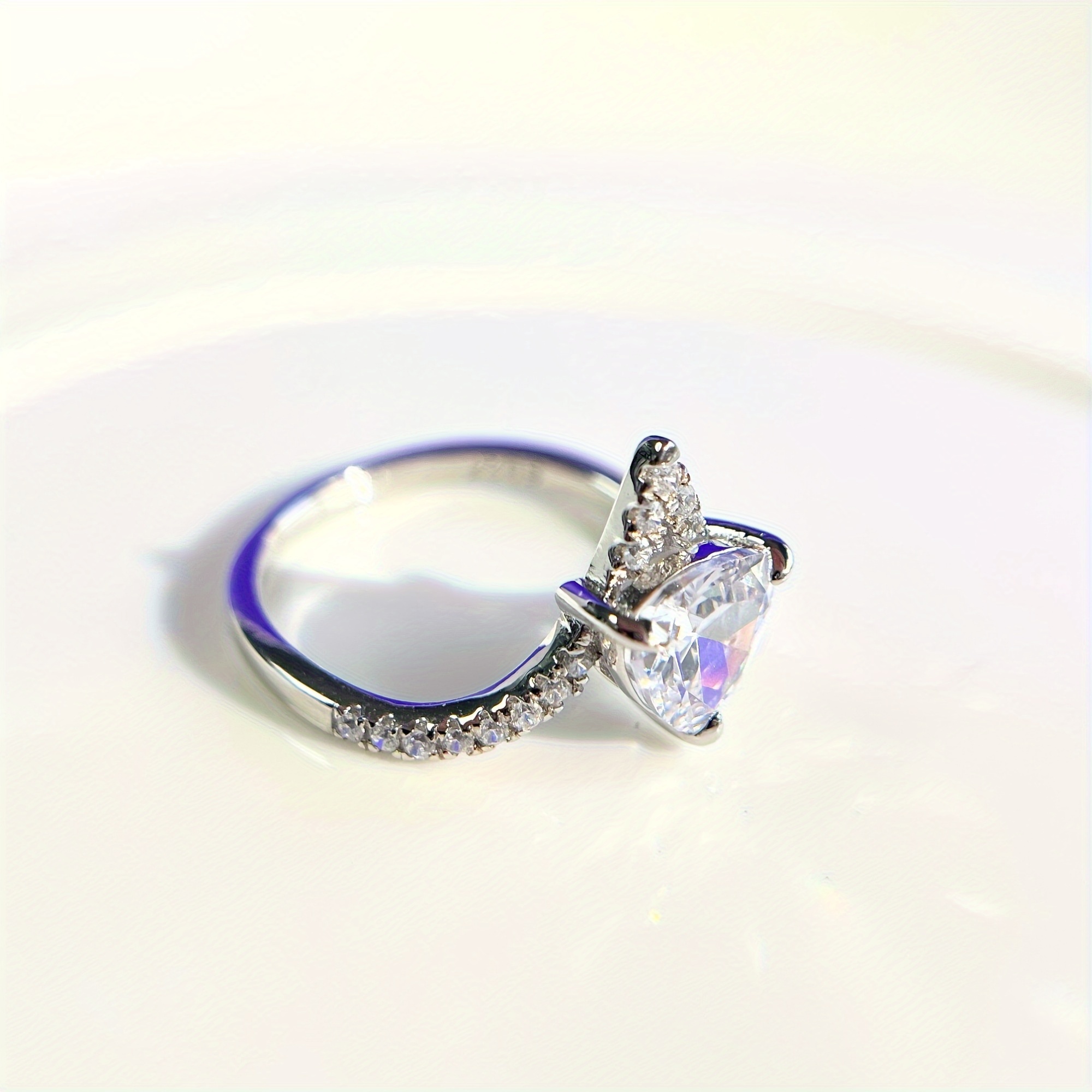 V Shaped Heart Ring S925 Silver Set Cubic Zirconia Fashion - Temu Bahrain