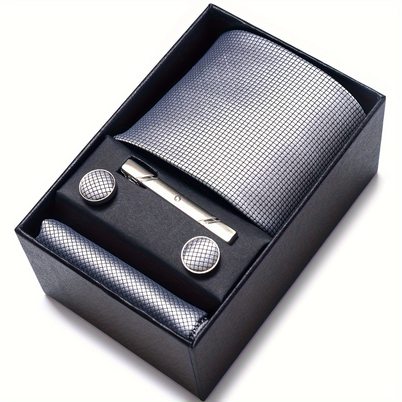 1 Set Solid Color Tie Pocket Squares Tie Clip And Cufflinks Holiday ...