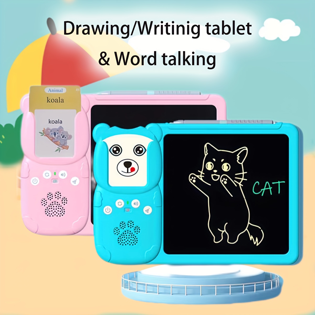 Lcd Drawing /writing Tablet Word Talking Erasable Reusable - Temu