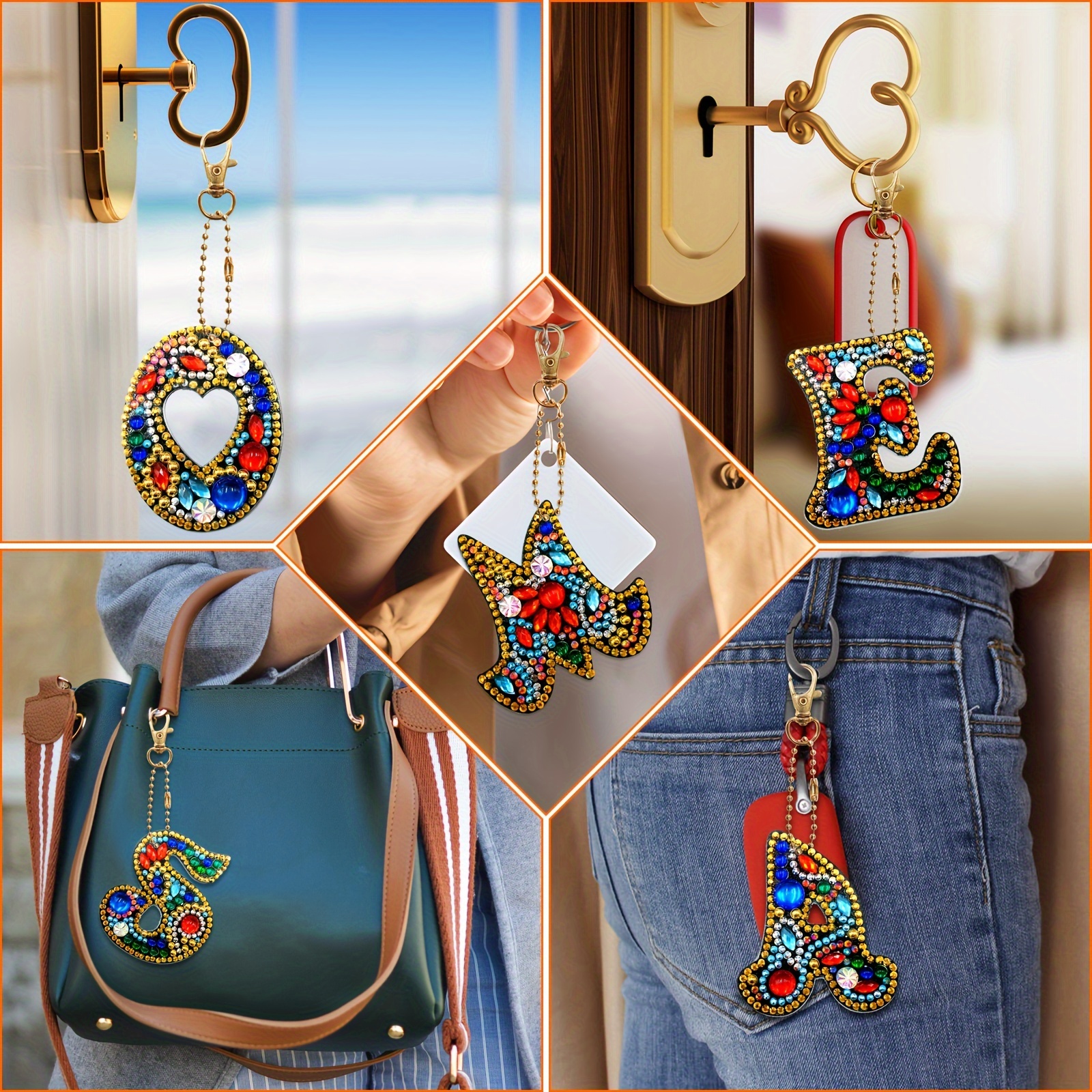 Diamond Drawing Keychain 26 English Letter Diy Handmade - Temu