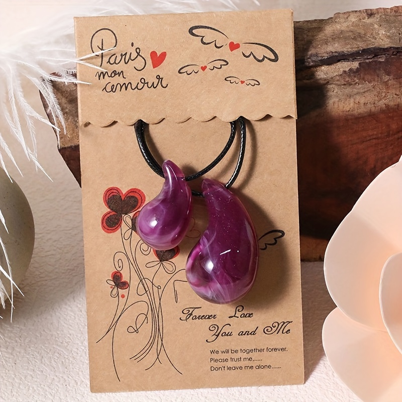 Waterdrop Pendant Necklace Elegant Style Cute Heart Gift Box - Temu ...