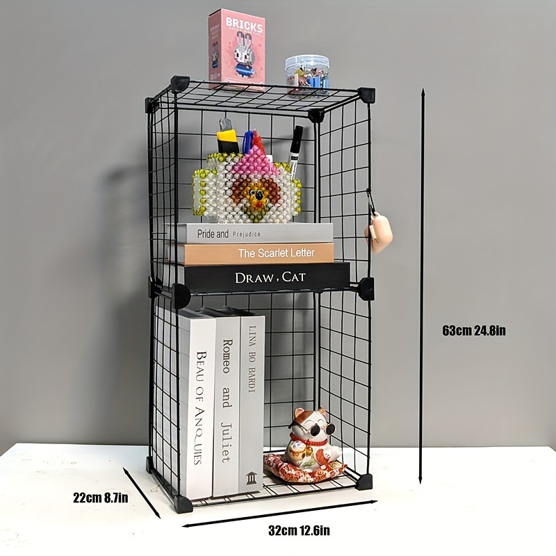 Desktop Organizer Office Storage Rack Stackable Wire Cubes - Temu ...