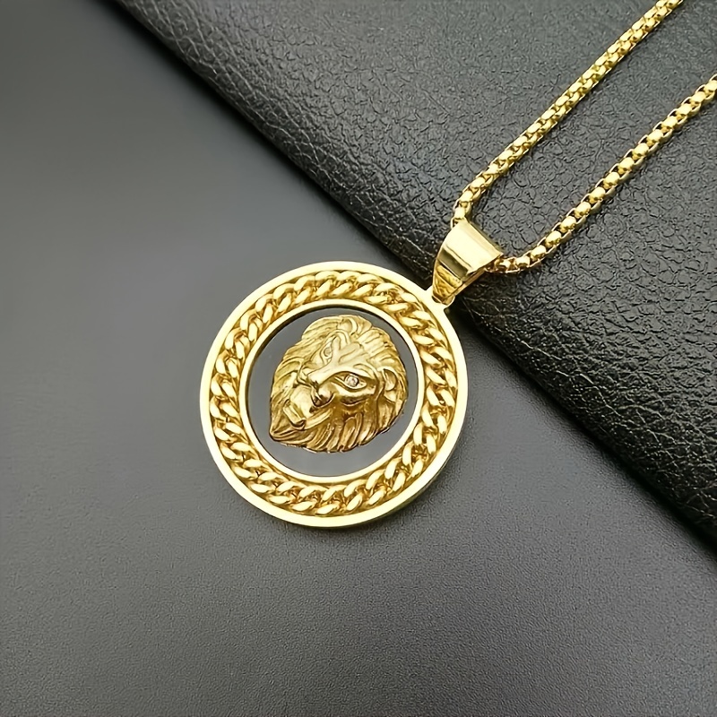 Domineering Lion Head Pendant Necklace Men Punk Hip Hop - Temu Portugal