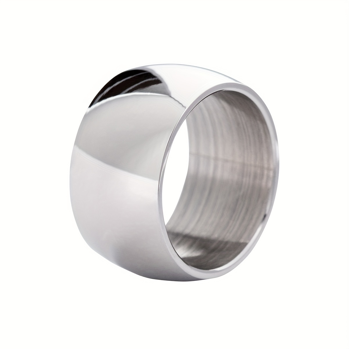Fashion Simple Style Titanium Steel Glossy Arc Ring - Temu United Kingdom
