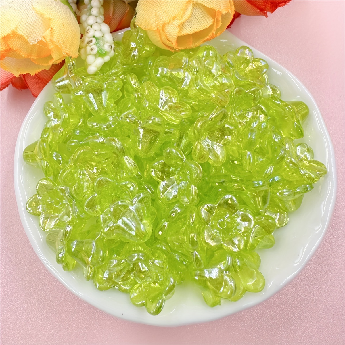 Morning Glory Flower Acrylic Loose Beads Diy Jewelry - Temu Australia