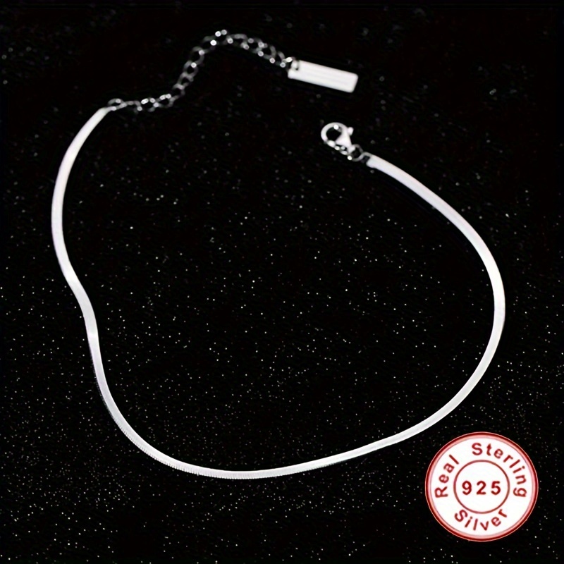 Glossy Snake Bone Anklet 925 Sterling Silver Hypoallergenic - Temu United Kingdom