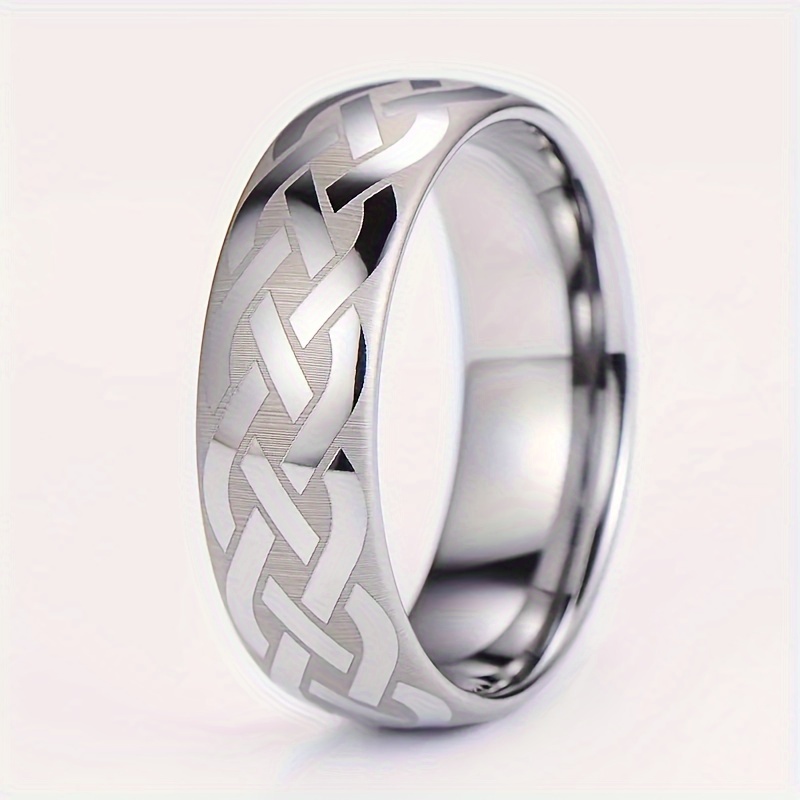 Vintage Silvery Color Striped Pattern Rings Men Jewelry - Temu United ...