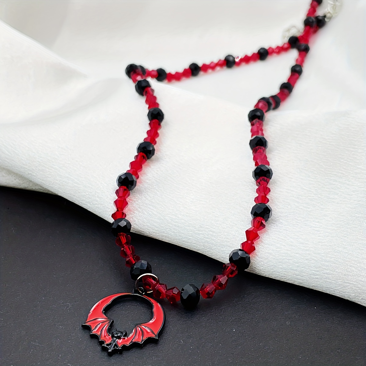 Men's Bat Pendant Necklace Designer Red Beaded Collar Chain Artificial ...