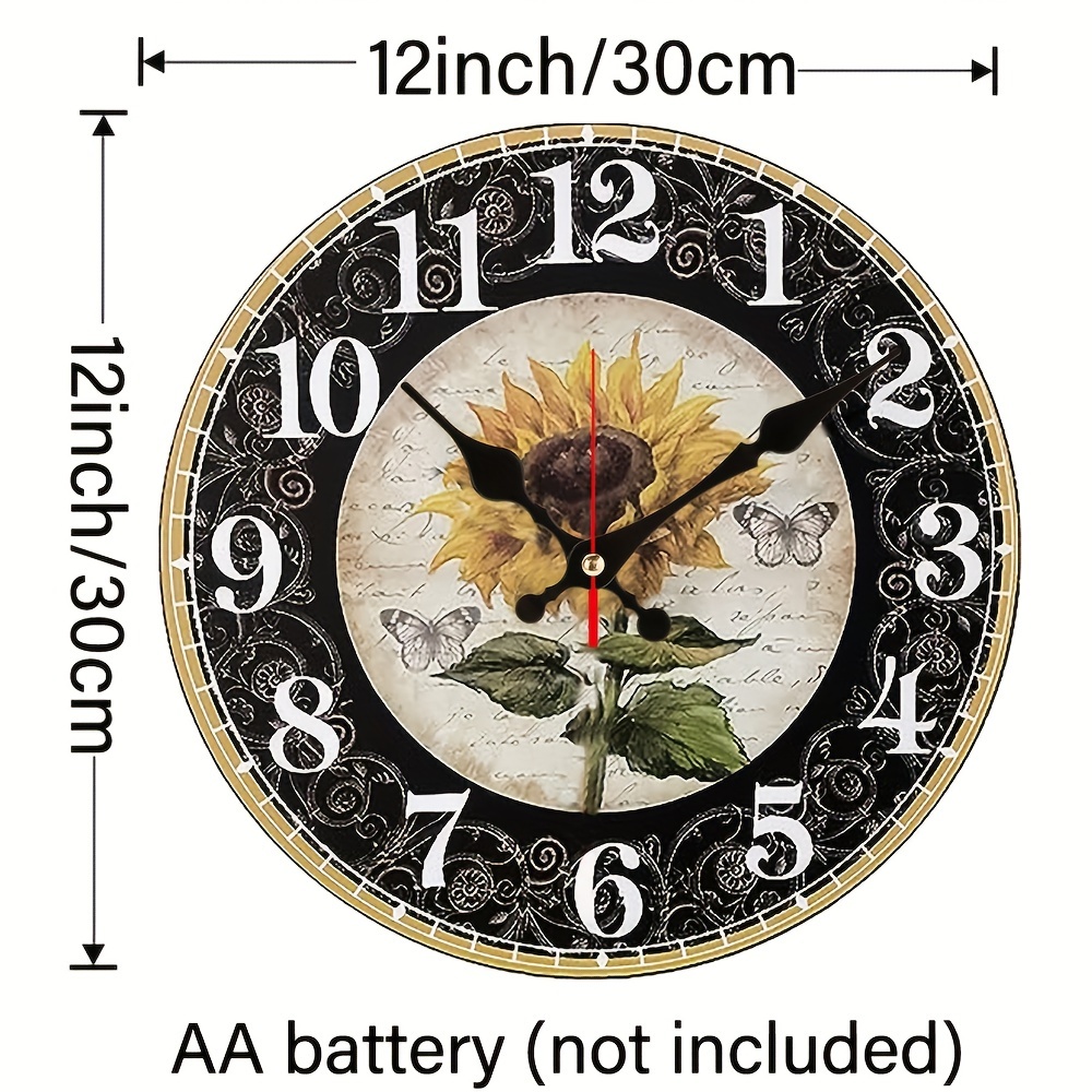 Sunflower Kitchen Wall Clock Rustic Farmhouse Clocks Thick - Temu Australia