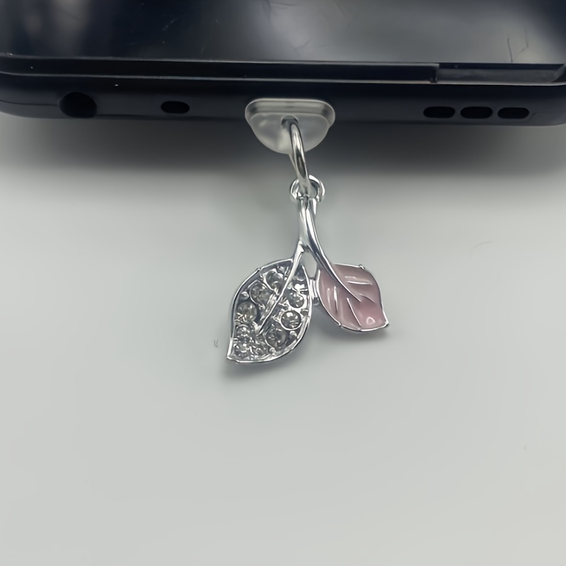 Mobile Phone Dust Plug Metal Leaf Pendant Dust Plug Mobile - Temu ...