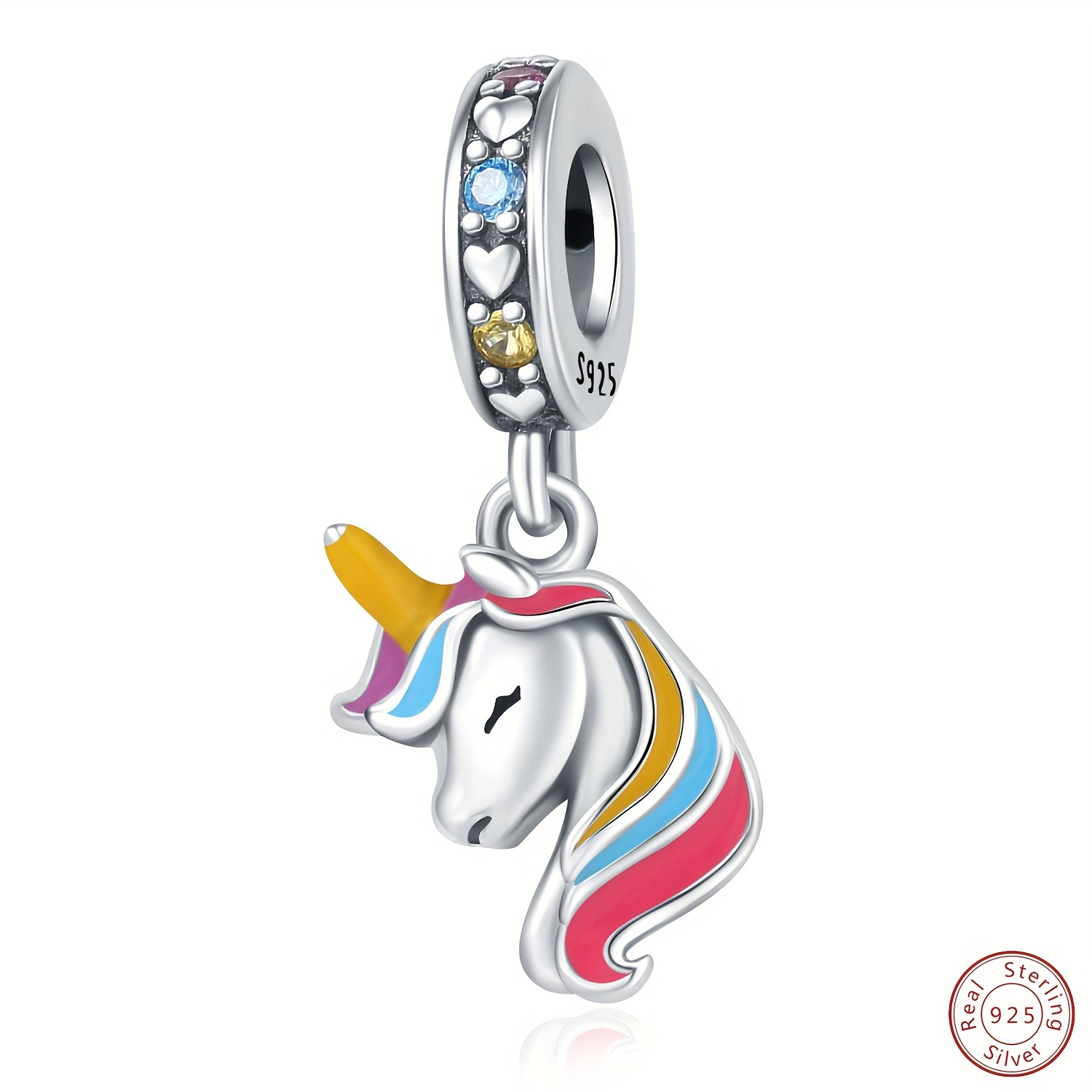 925 Sterling Sølv Elephant Unicorn Design Pendant Indlagt - Temu Denmark