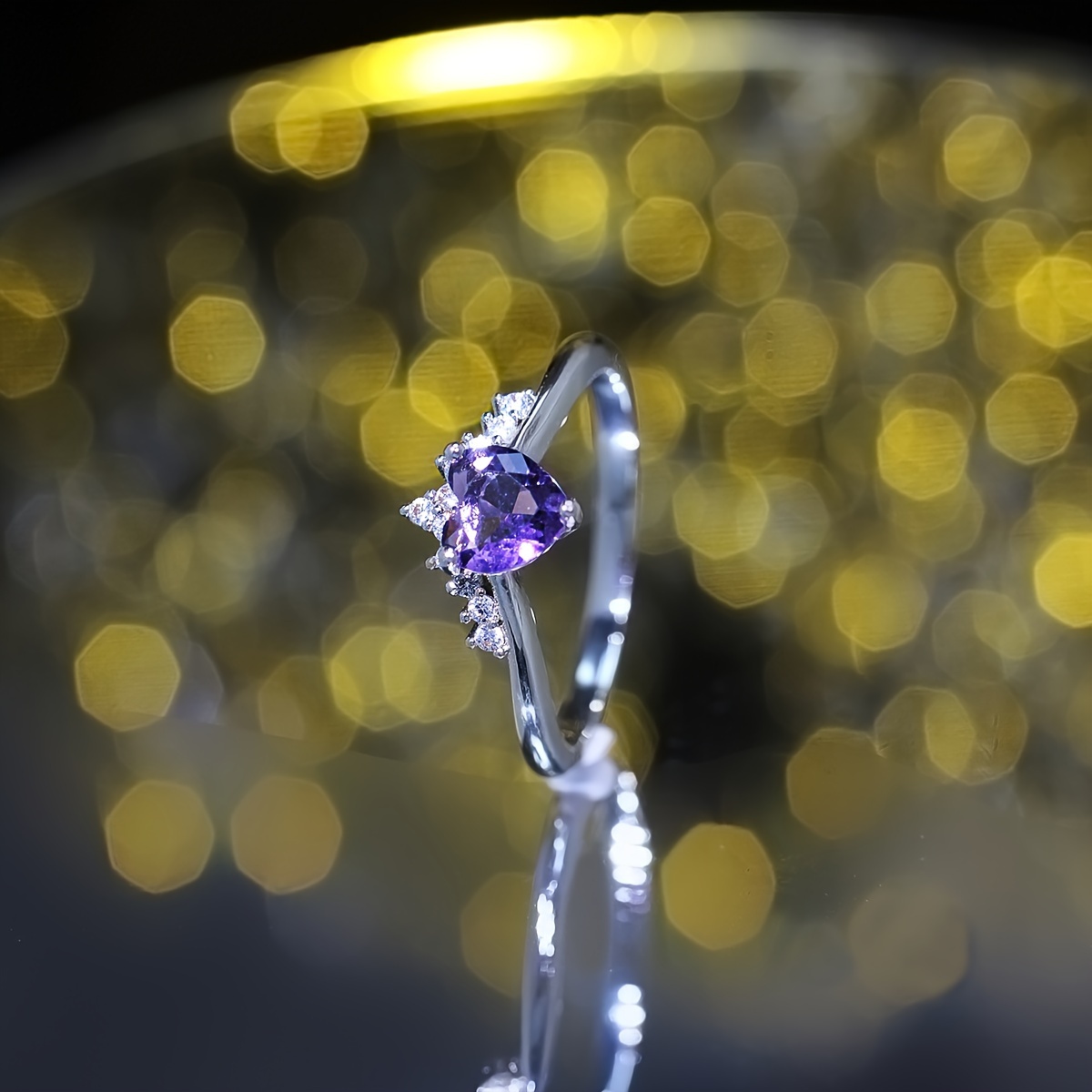 Ladies Simple Heart Zircon Eternity Ring Wedding Engagement - Temu ...